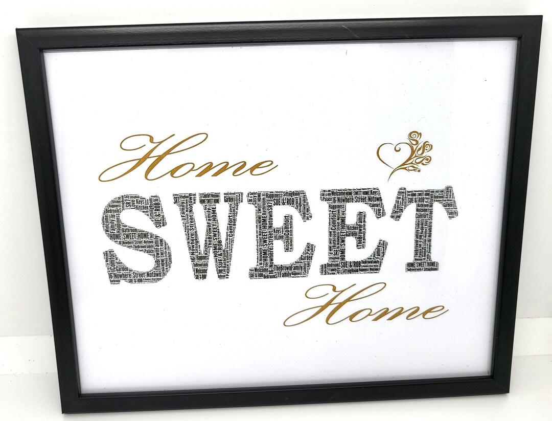 Personalized Home Sweet Home Word Art, Framed Gift (8x10) - Etsy