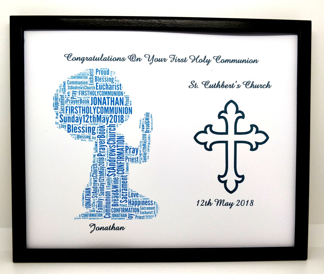 Personalised First Holy Communion Word Art Boy or Girls Gift PRINT ONLY ...
