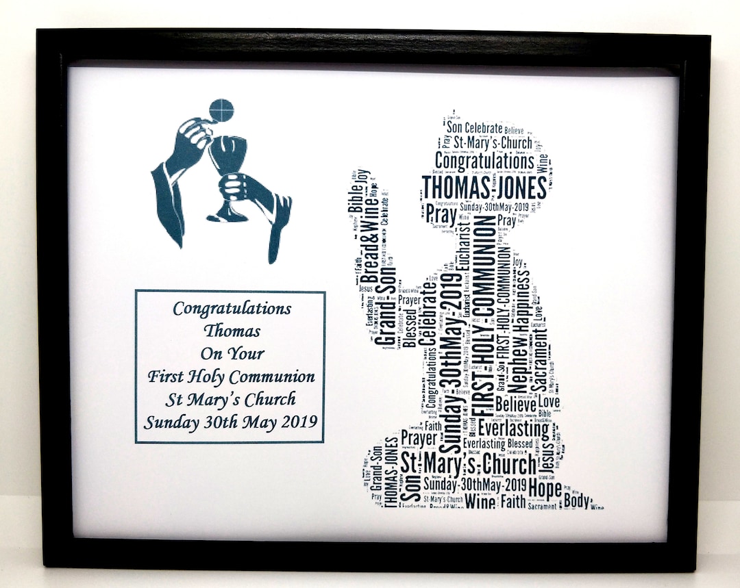 Personalised First Holy Communion Word Art Boy or Girls Gift Design (F ...