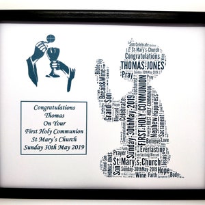 Personalised First Holy Communion Word Art Boy or Girls Gift Design (F ...