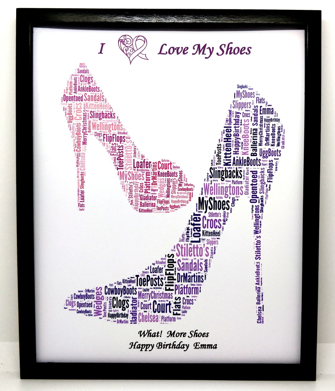 Personalized Shoe Word Art Print, Birthday Gift, 8x10 (unframed) - Etsy