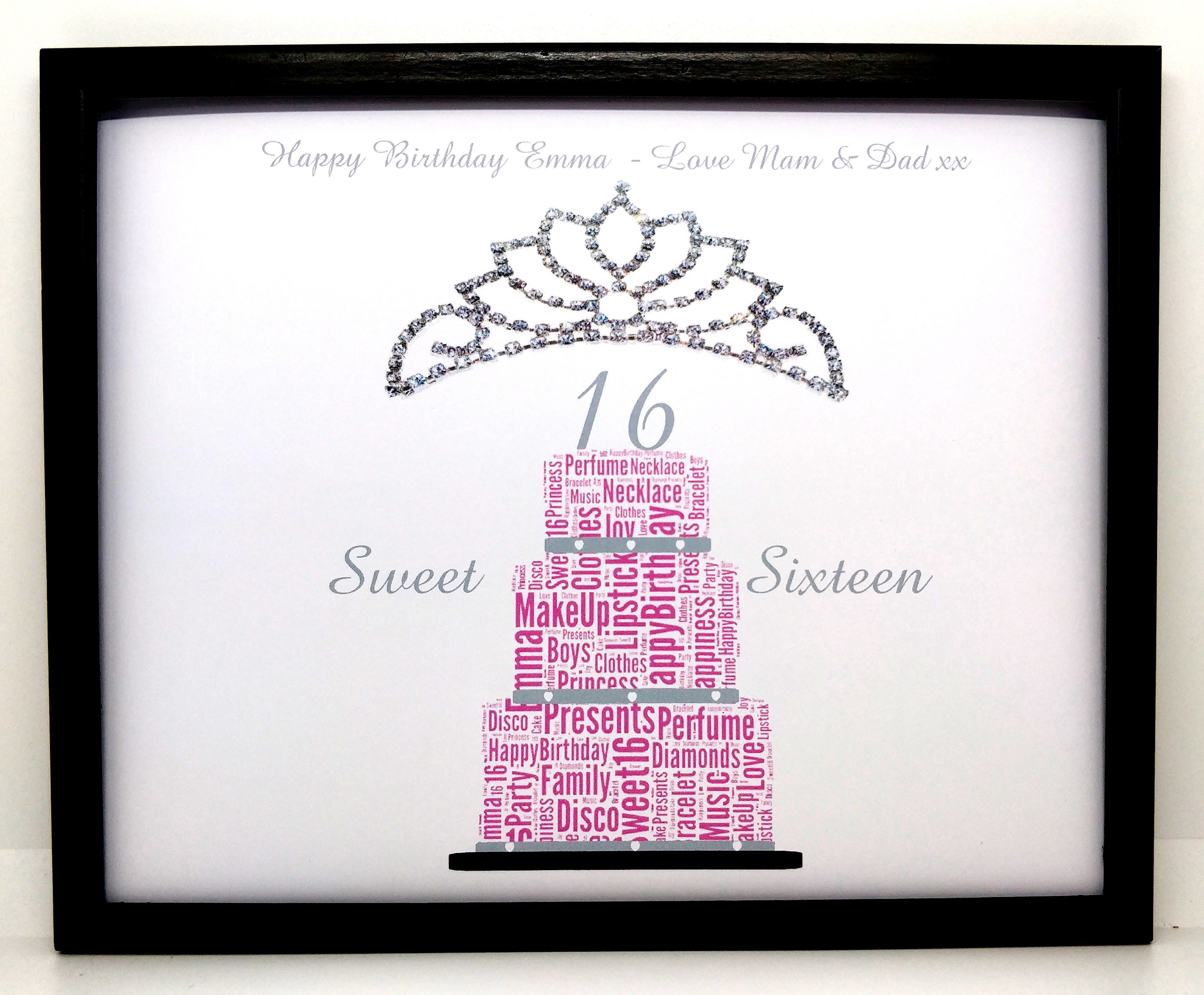 New Personalised Sweet Sixteen Word Art 16th Birthday | Etsy