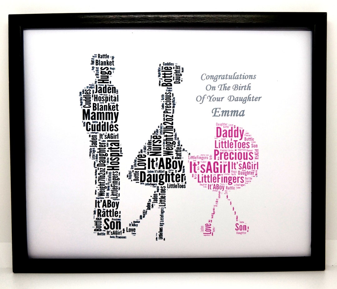 New Personalised Birth of Baby Word Art, Baby Boy or Baby Girl Design ...