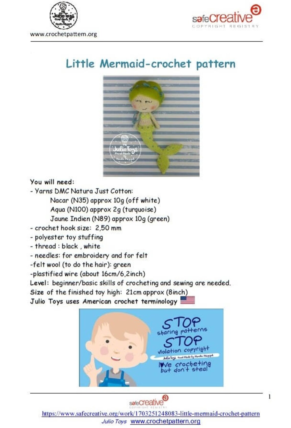 Little Mermaid PDF Pattern - Etsy