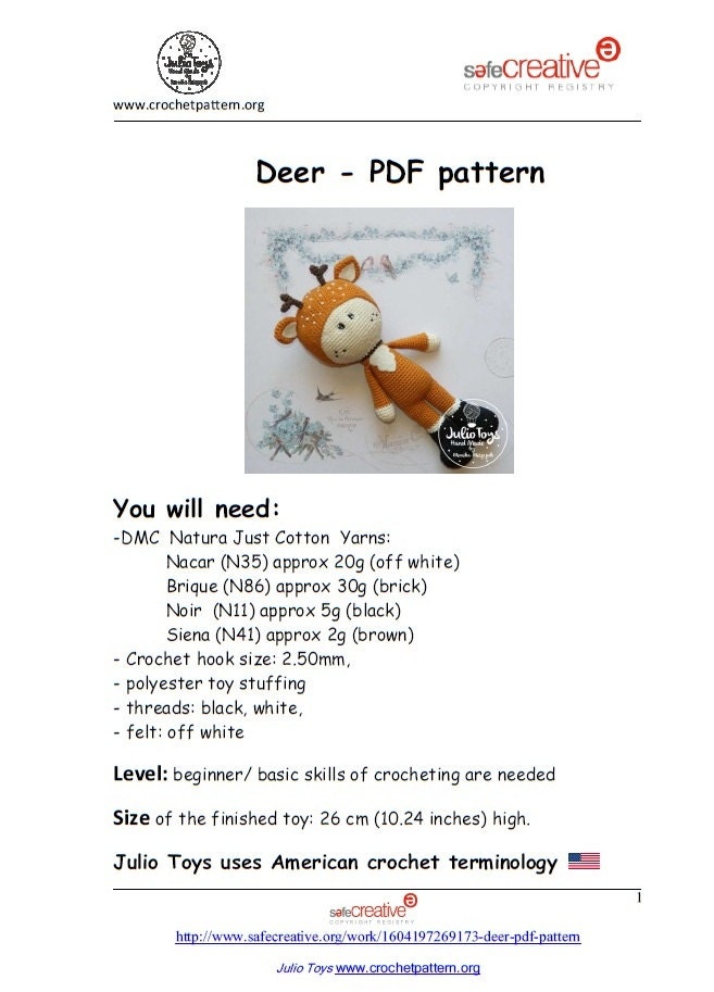 Deer PDF Pattern - Etsy