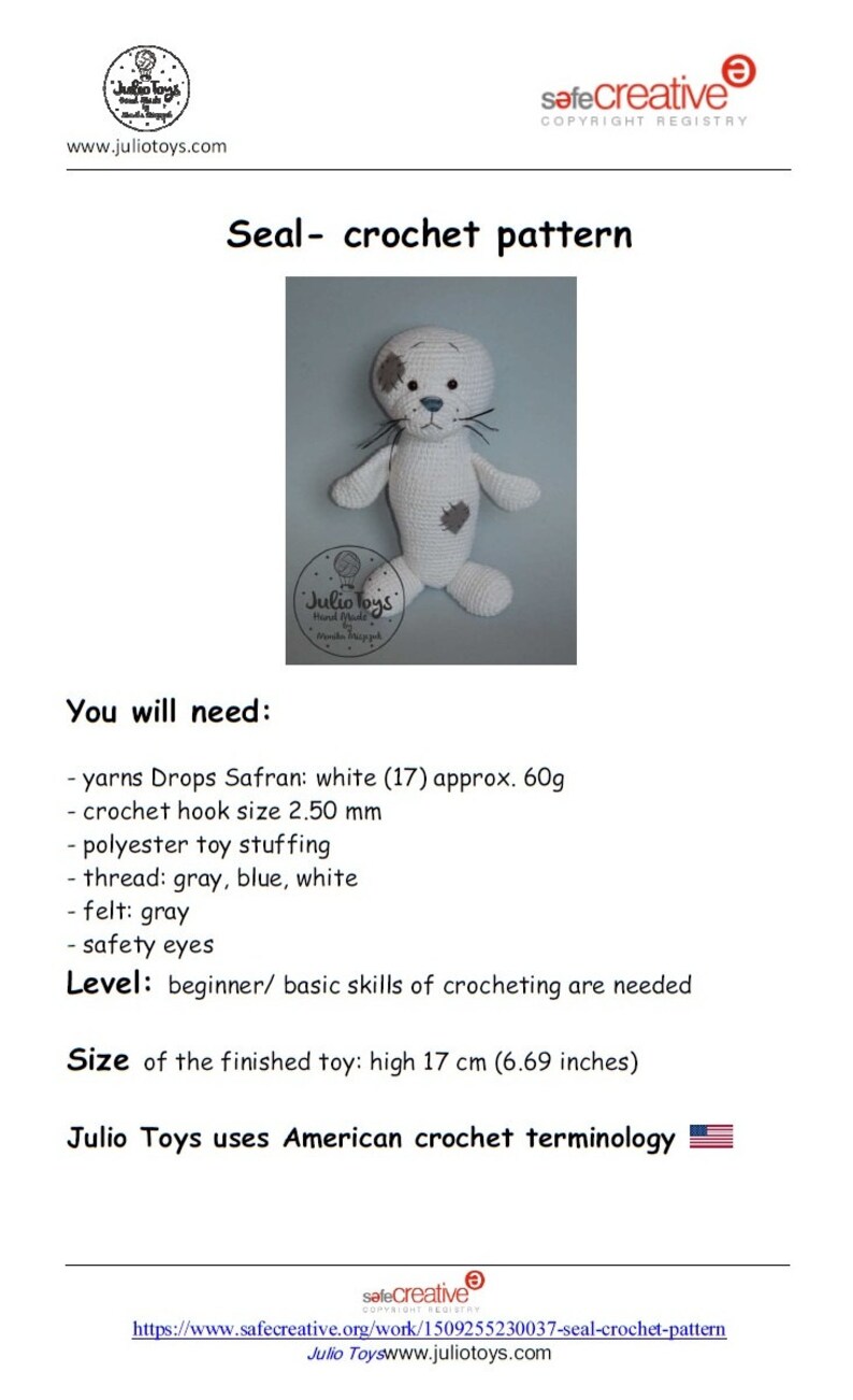 Seal Crochet PDF Pattern - Etsy