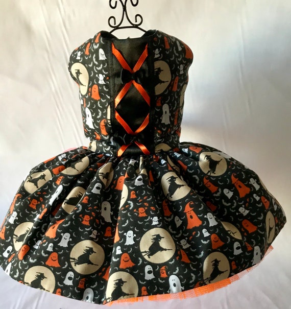 Halloween black and orange witches fancy dress for small breed | Etsy