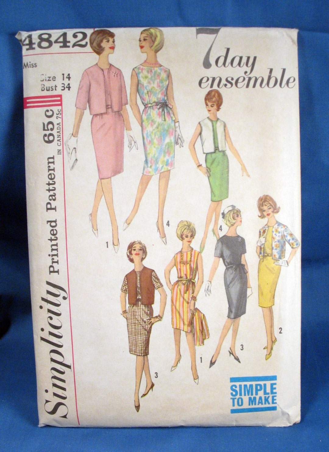 Vintage Simplicity 4842 - One Piece Dress and Jacket 1960s - Etsy