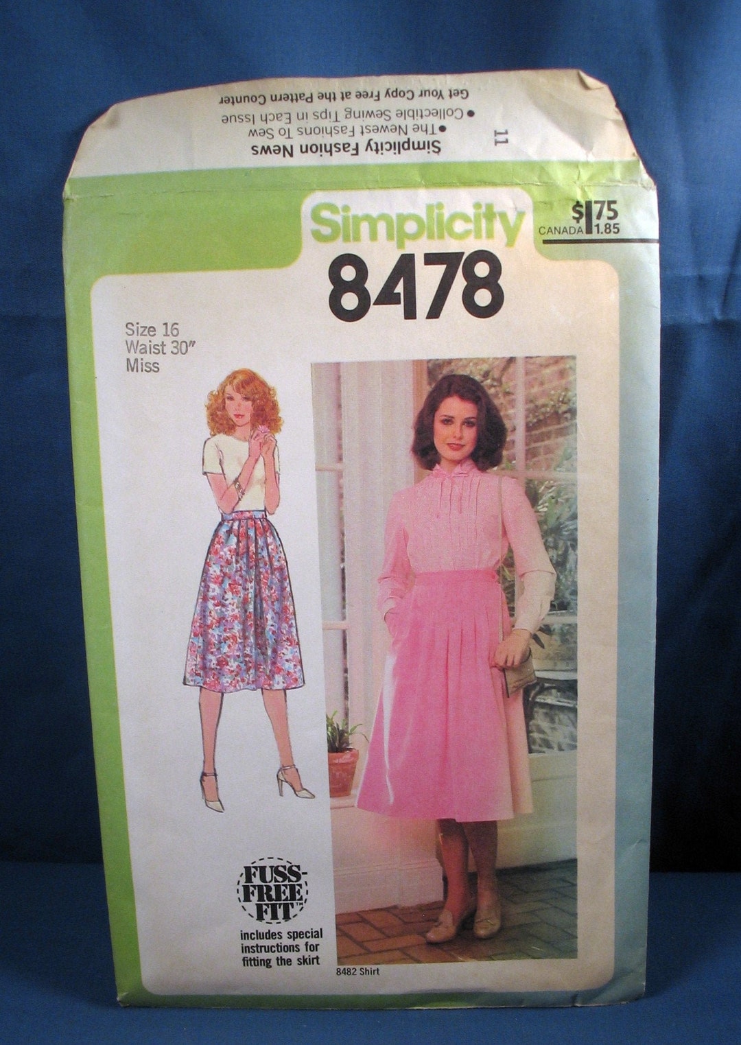 Vintage Simplicity Pattern 8478 Misses Pleated Skirt Size 16 - Etsy