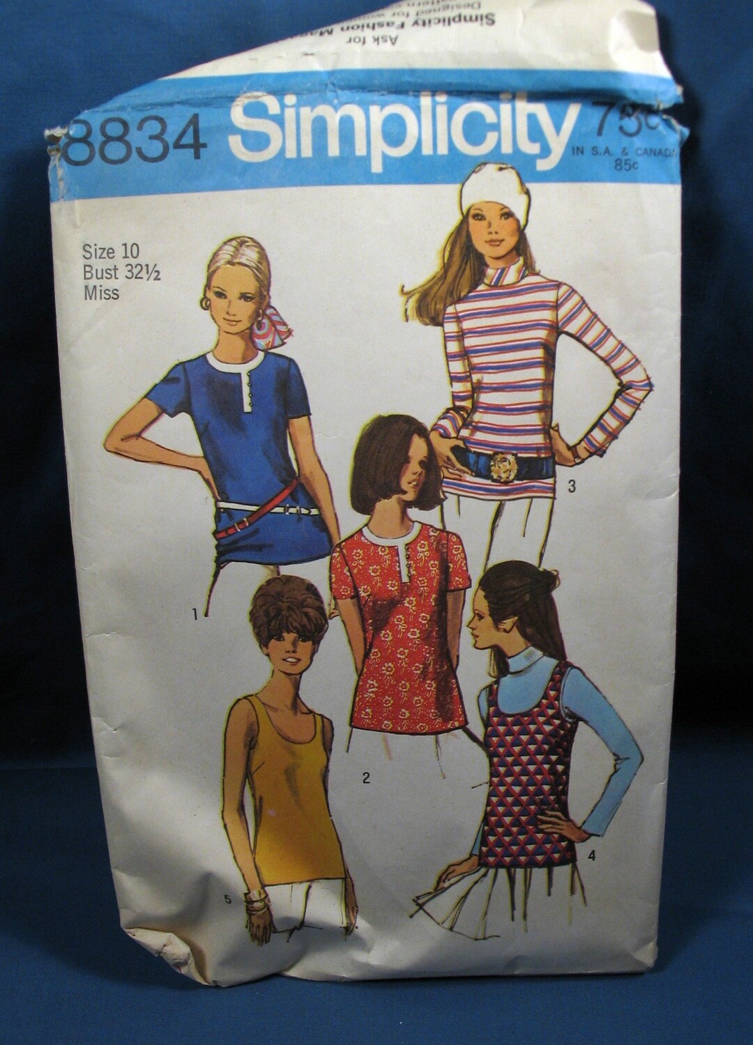 Vintage Simplicity Pattern 8834 Misses Blouses and Tank Top Misses Size ...