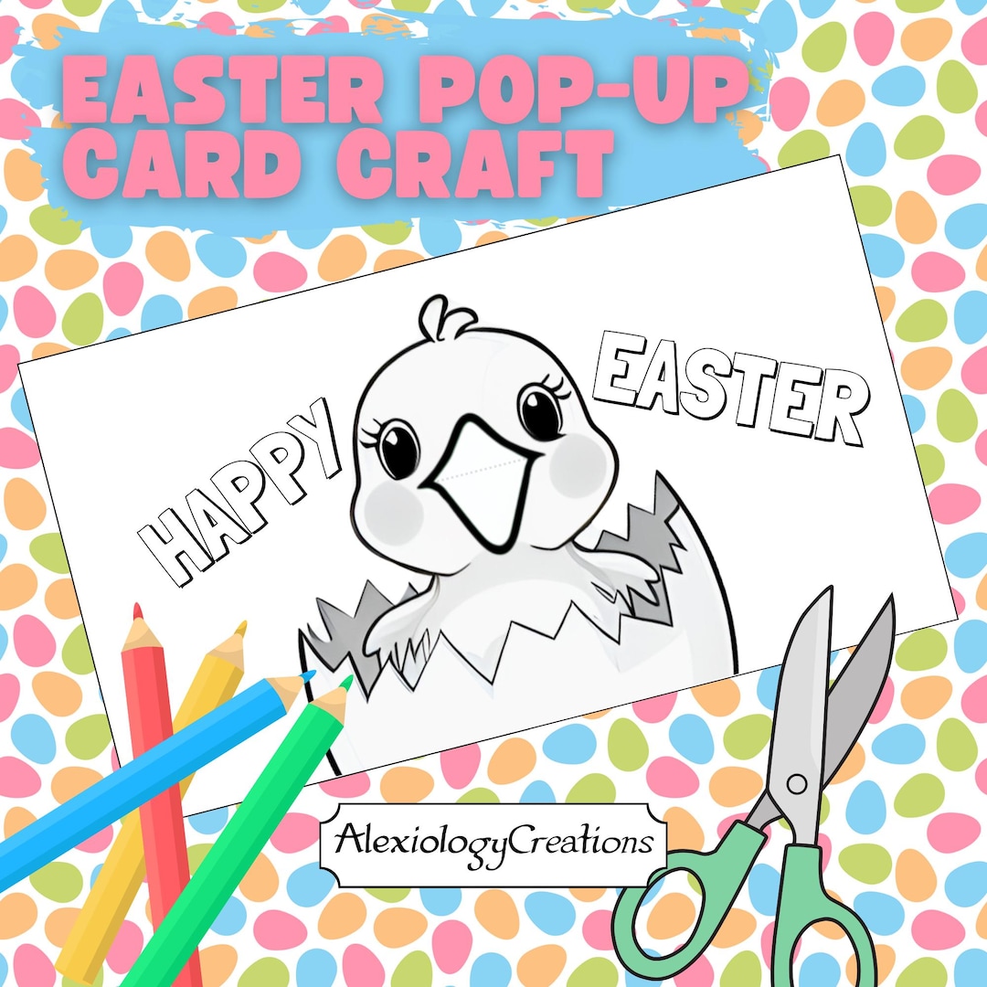 Printable Easter Card for Kids | Colour-in Pop-up Chick Craft | DIY ...