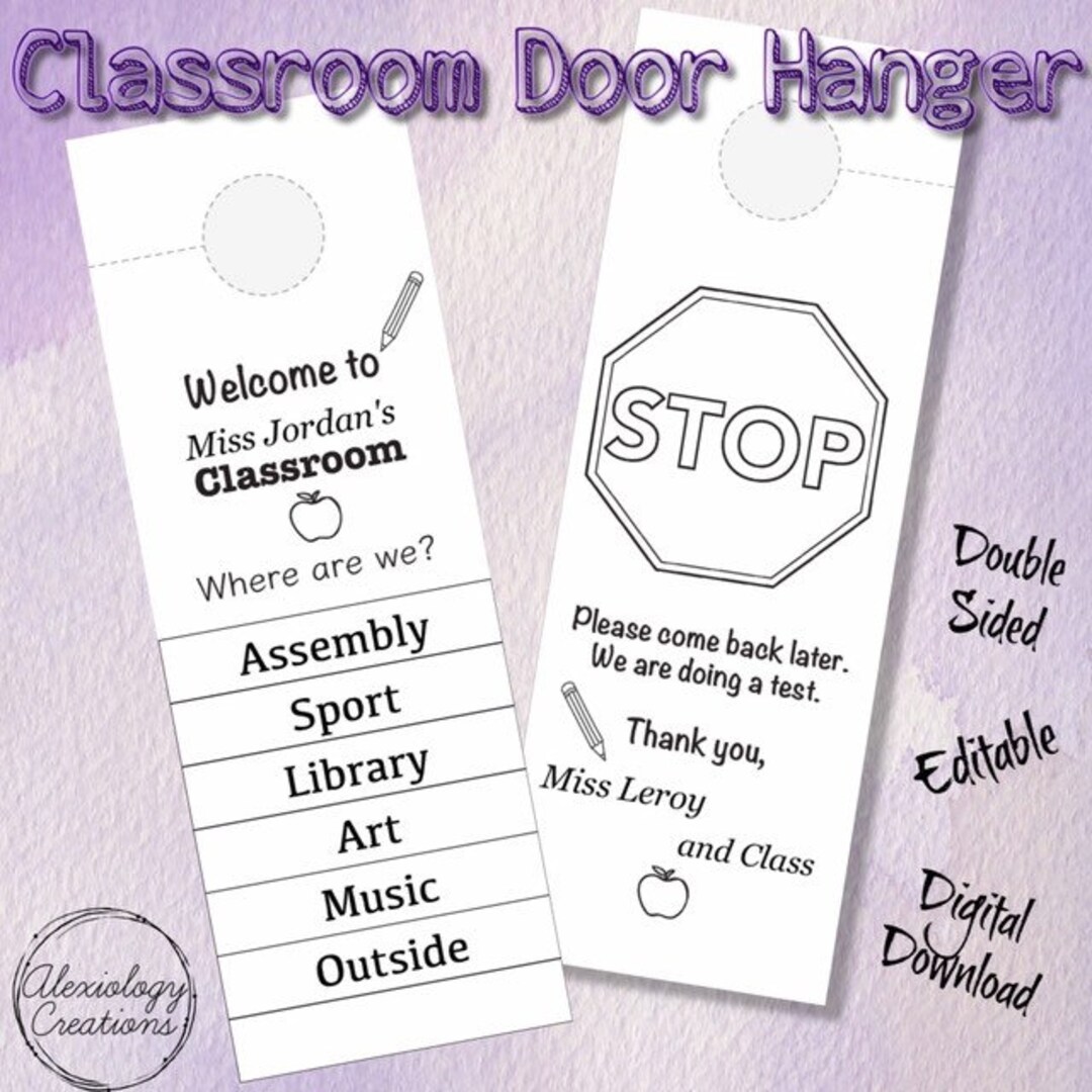Classroom Door Hanger. Digital Download, Customisable/editable/diy ...