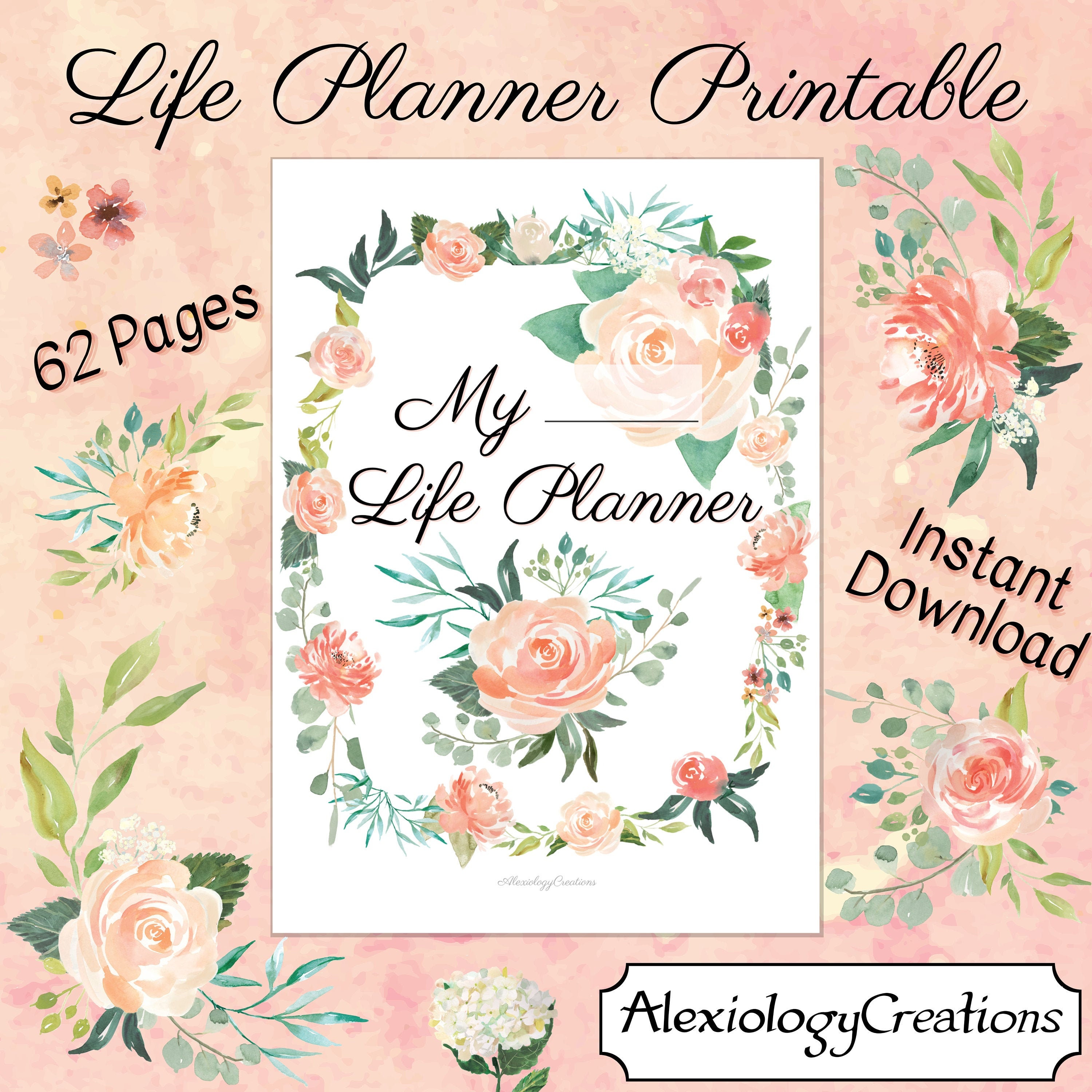 Life Planner Printable | Digital Download | Undated Yearly/monthly ...