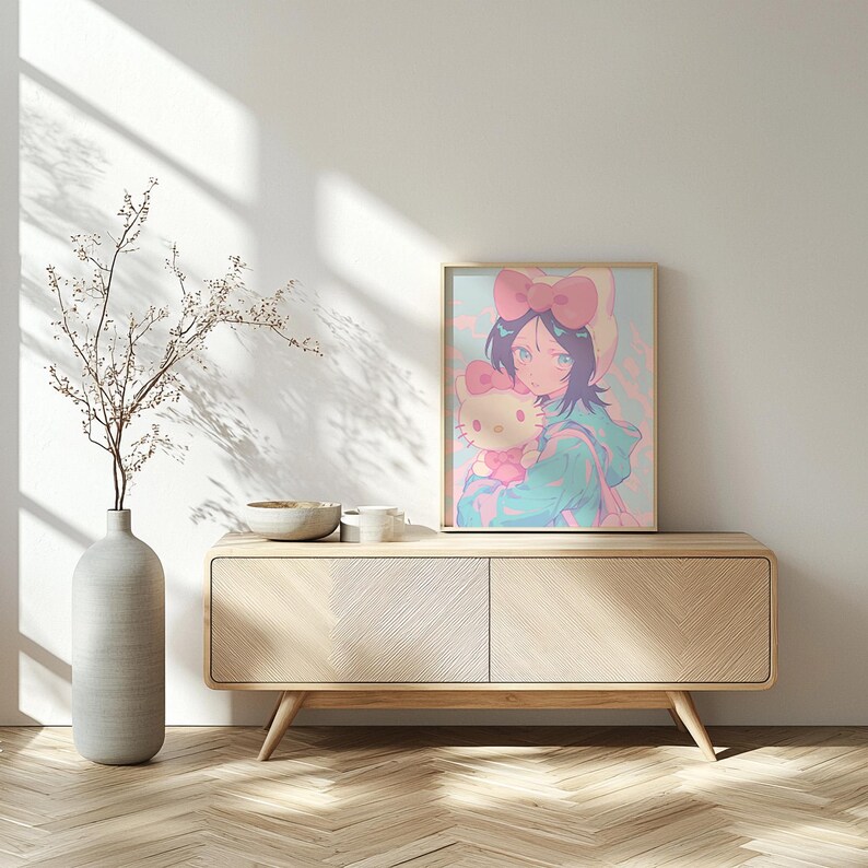 Kawaii Rukia Kuchiki Print / Bleach Poster / Hello Kitty Wall Art ...