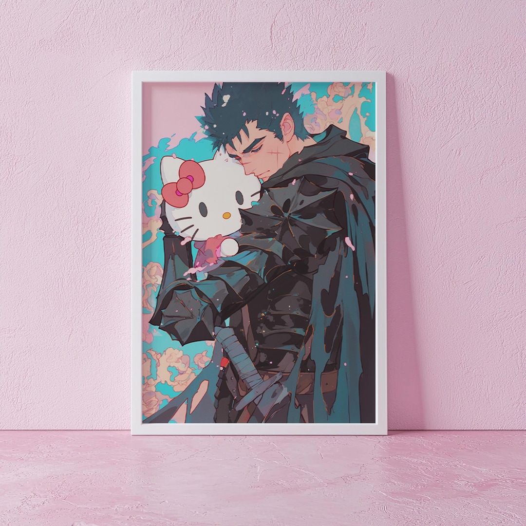 Kawaii Guts Hello Kitty Print / Berserk Wall Art / Dark Fantasy Anime ...