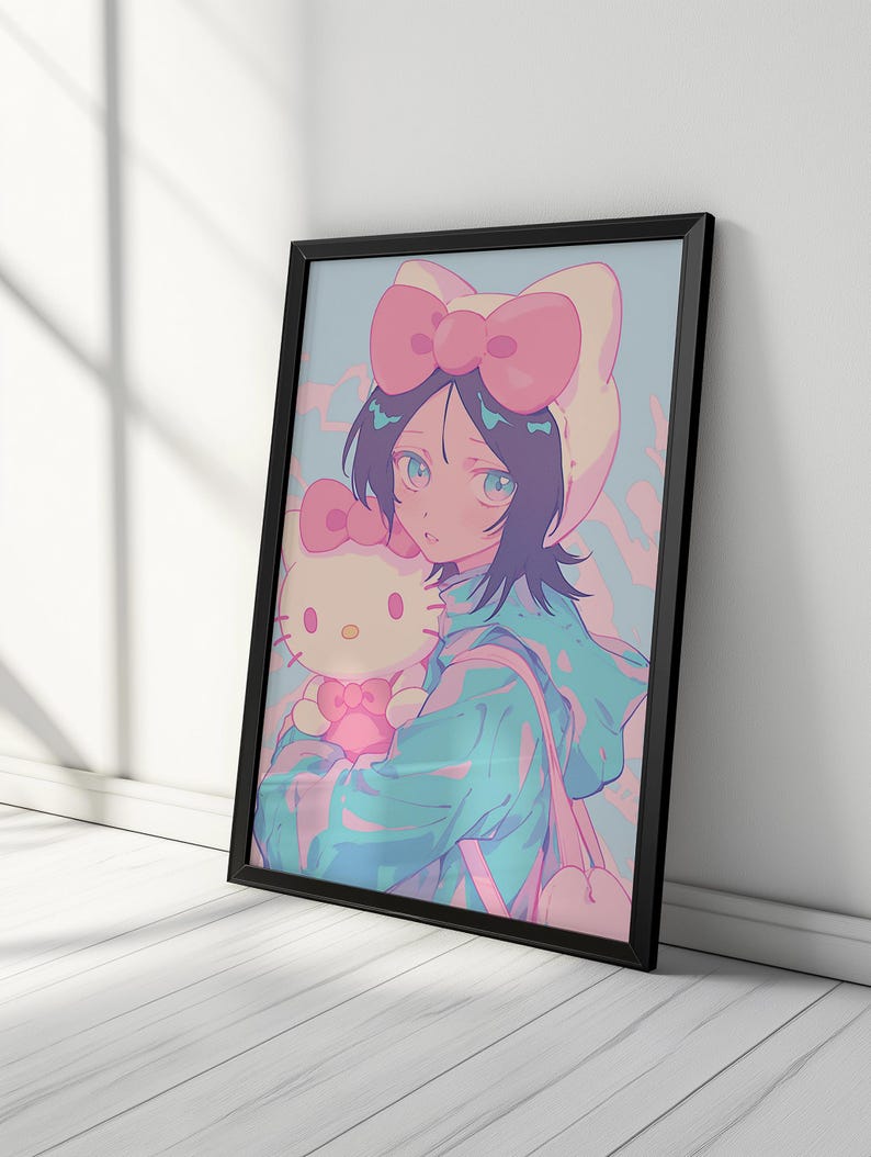 Kawaii Rukia Kuchiki Print / Bleach Poster / Hello Kitty Wall Art ...