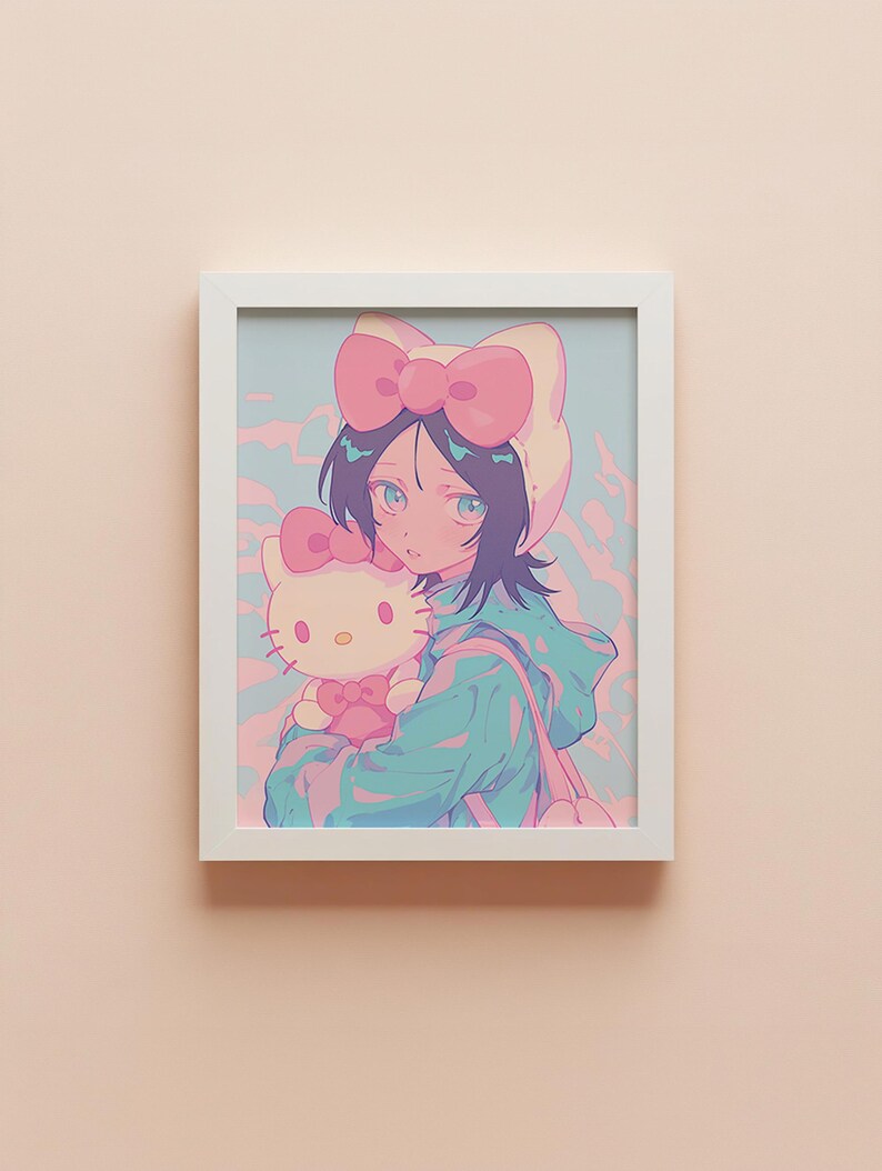 Kawaii Rukia Kuchiki Print / Bleach Poster / Hello Kitty Wall Art ...
