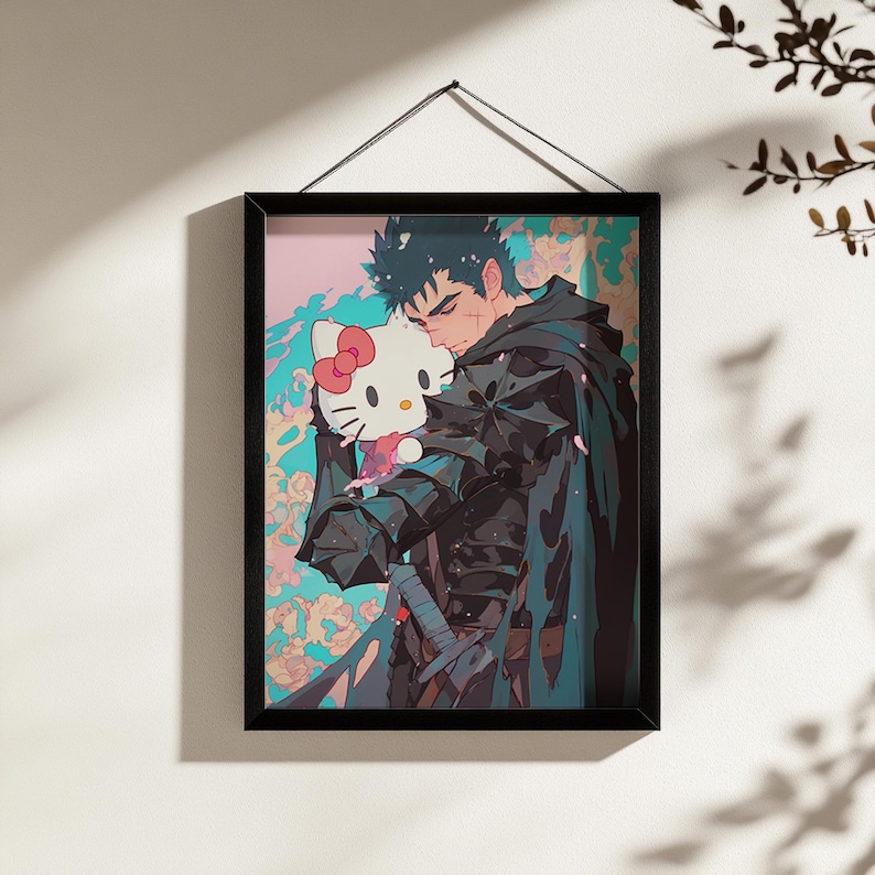Kawaii Guts Hello Kitty Print / Berserk Wall Art / Dark Fantasy Anime ...