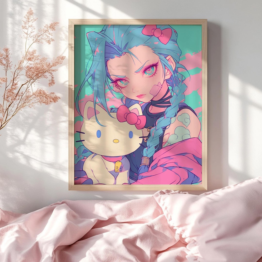 Kawaii Jinx Art Print / Hello Kitty Poster / Arcane Wall Art / Cute ...