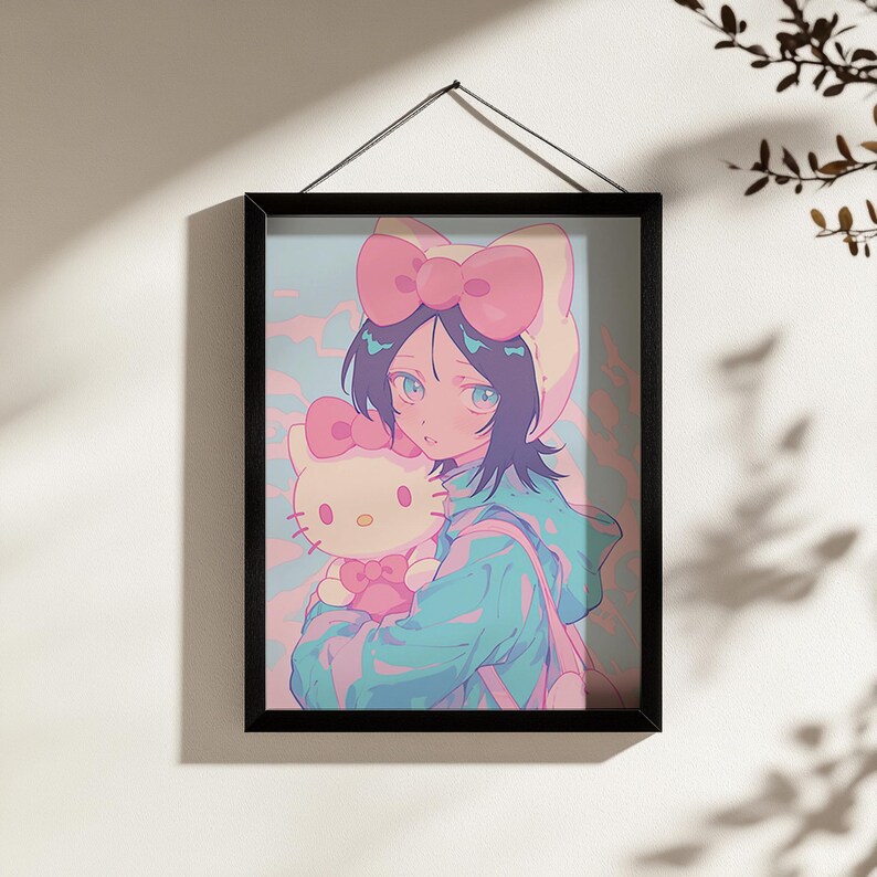 Kawaii Rukia Kuchiki Print / Bleach Poster / Hello Kitty Wall Art ...