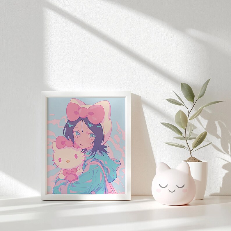 Kawaii Rukia Kuchiki Print / Bleach Poster / Hello Kitty Wall Art ...