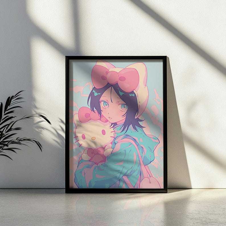 Kawaii Rukia Kuchiki Print / Bleach Poster / Hello Kitty Wall Art ...