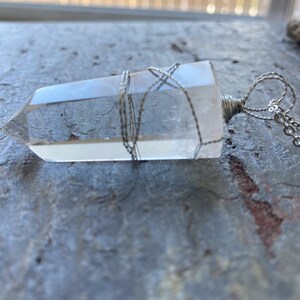 Clear Quartz Crystal Point Pendant - Stainless Steel Wire Wrapped ...