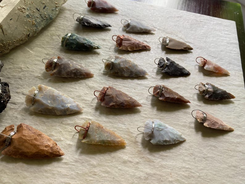 Agate Wire Wrapped Arrowhead Pendants - Natural Agate Arrowhead ...