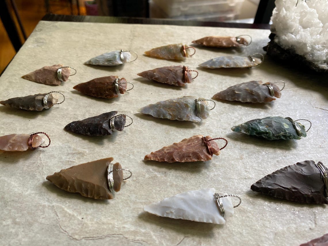 Agate Wire Wrapped Arrowhead Pendants - Natural Agate Arrowhead ...