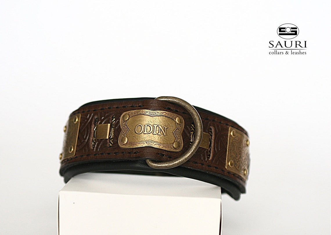 Custom Engraved Viking Leather Dog Collar With Name ODIN - Etsy