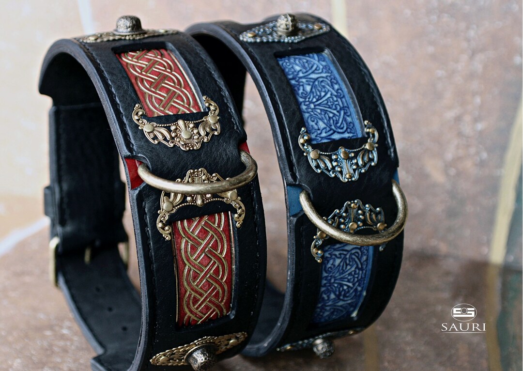 Hand Stitched Leather Dog Collar, Celtic Knot Design, XL Large Breed - Etsy