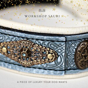 Blue Leather Dog Collar VALKYRIE Shield Maiden Collar - Etsy