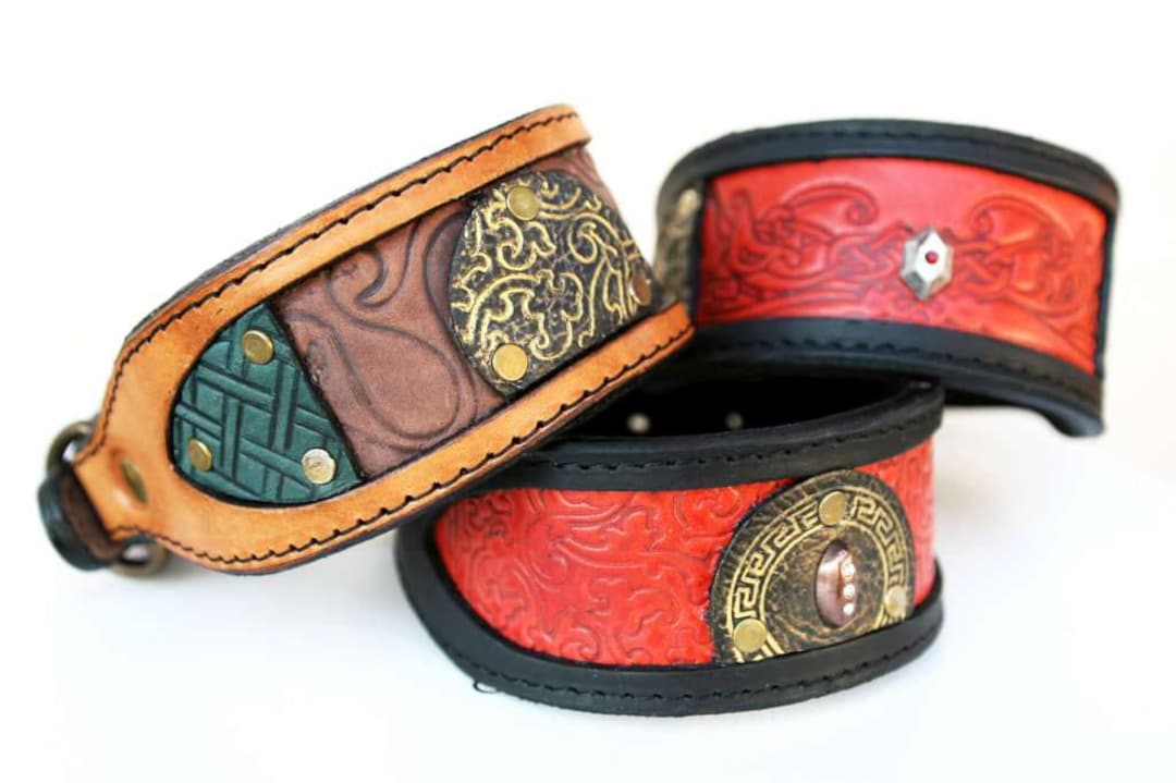 Handmade Designer Leather Dog Collars for Small Dogs, Unique Style ...