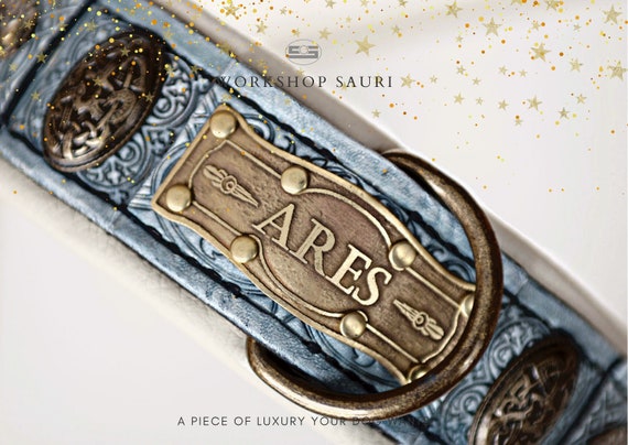 Blue Leather Dog Collar VALKYRIE Shield Maiden Collar - Etsy