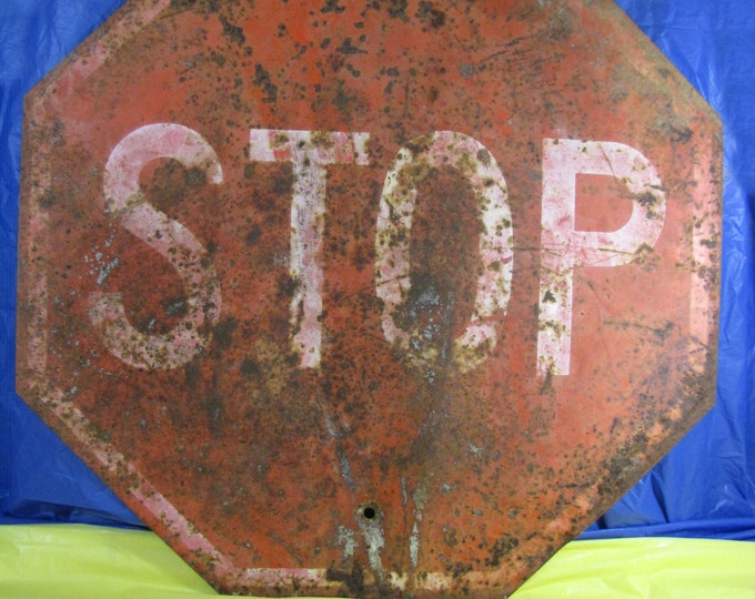 Vintage 1950s Heavy Metal Stop Sign Rustic Condition Advertising ...