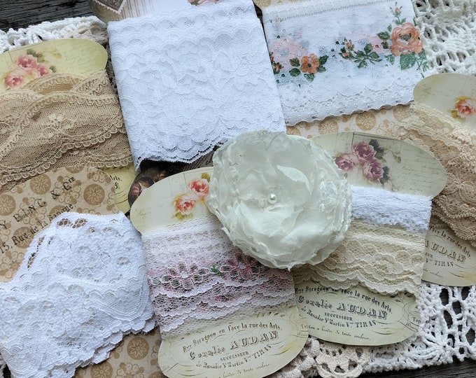 Lace, Doily and Flower Bundle, Lace Doily and Flower Lot, Lace Bundle ...
