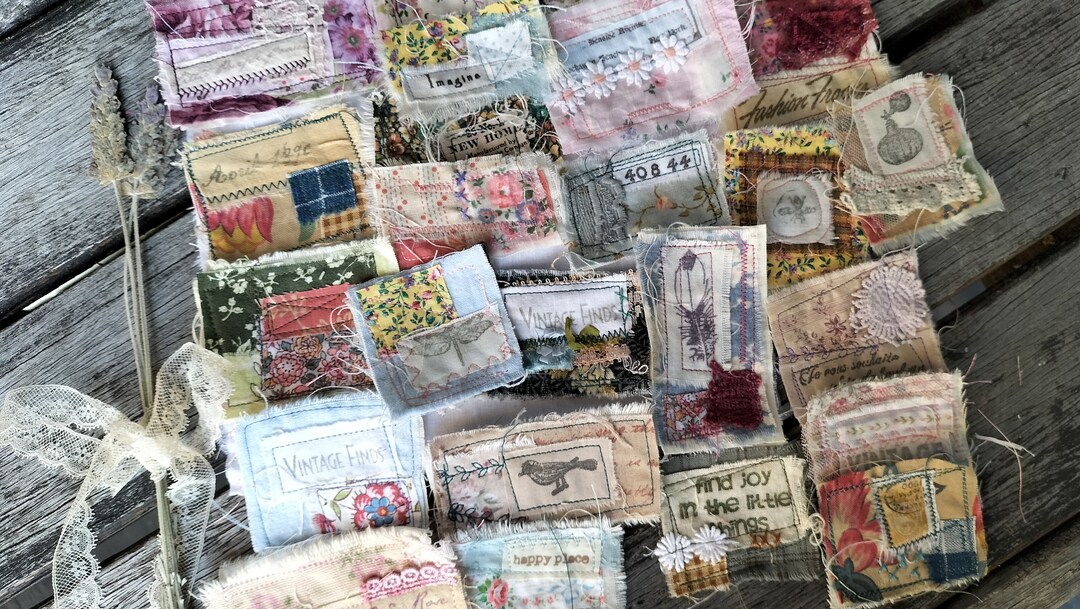 Snippet Pieces, Handmade Fabric Snippets, Slow Stitch, Fabric Art ...