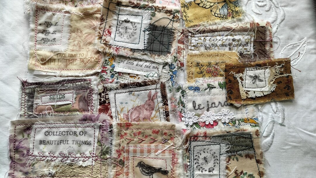 Snippet Pieces, Handmade Fabric Snippets, Slow Stitch, Fabric Art ...