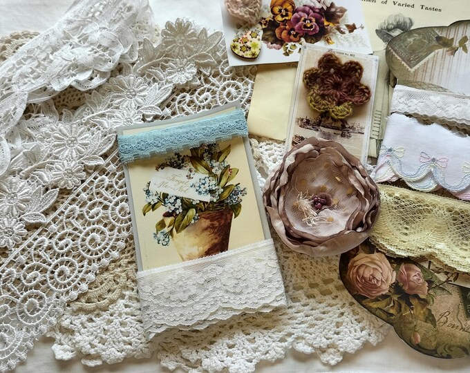 Lace Bundle, Lace and Doily Bundle, Handmade Flower, Lace and Doily ...
