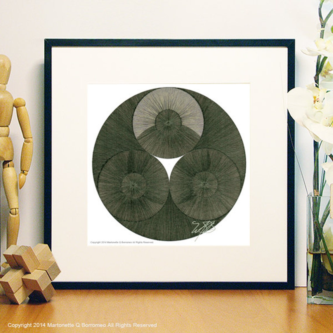 Trinity Geometric Art, Black Circles, Three Abstract Art, Circles ...