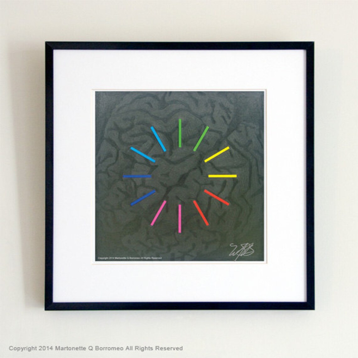 Rainbow Line Abstract Art, Black on Black, Modern Rainbow Colors, Brain ...