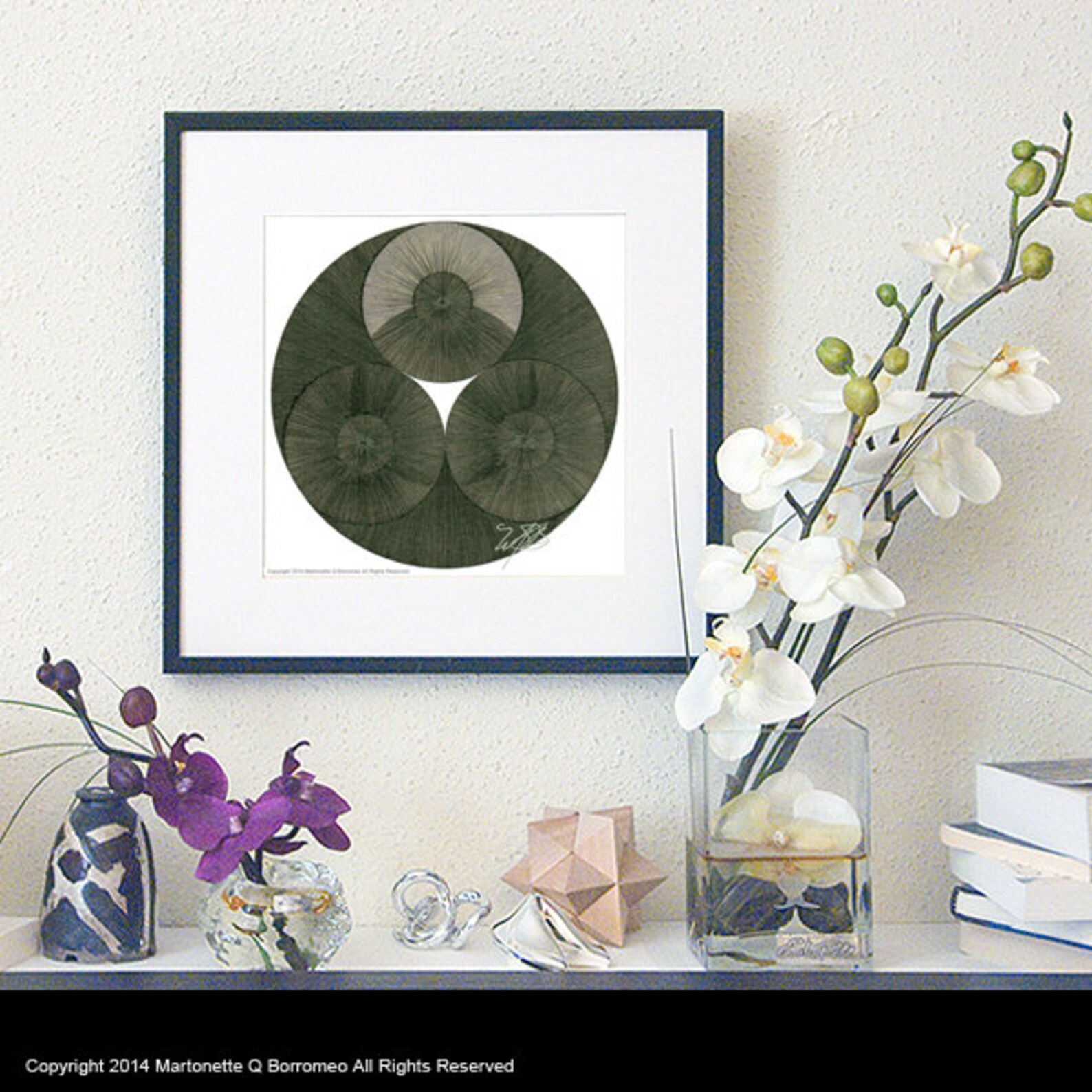 Trinity Geometric Art, Black Circles, Three Abstract Art, Circles ...