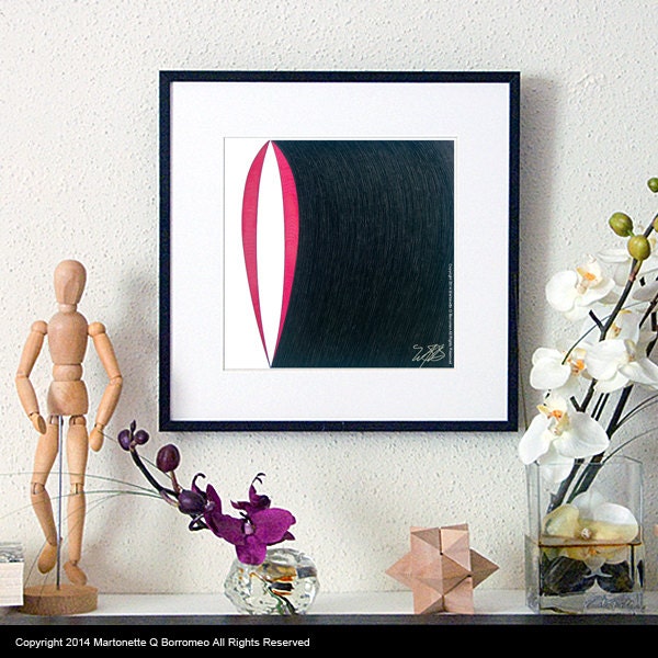 Pod Minimalist Art, Red Black White, Minimalist Art, Pen & Ink, Minimal ...