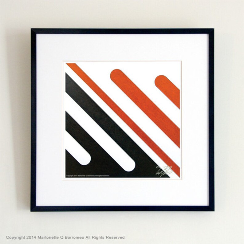 Red White Fingers Minimal Art, Diagonal Contemporary Art, Red Black ...