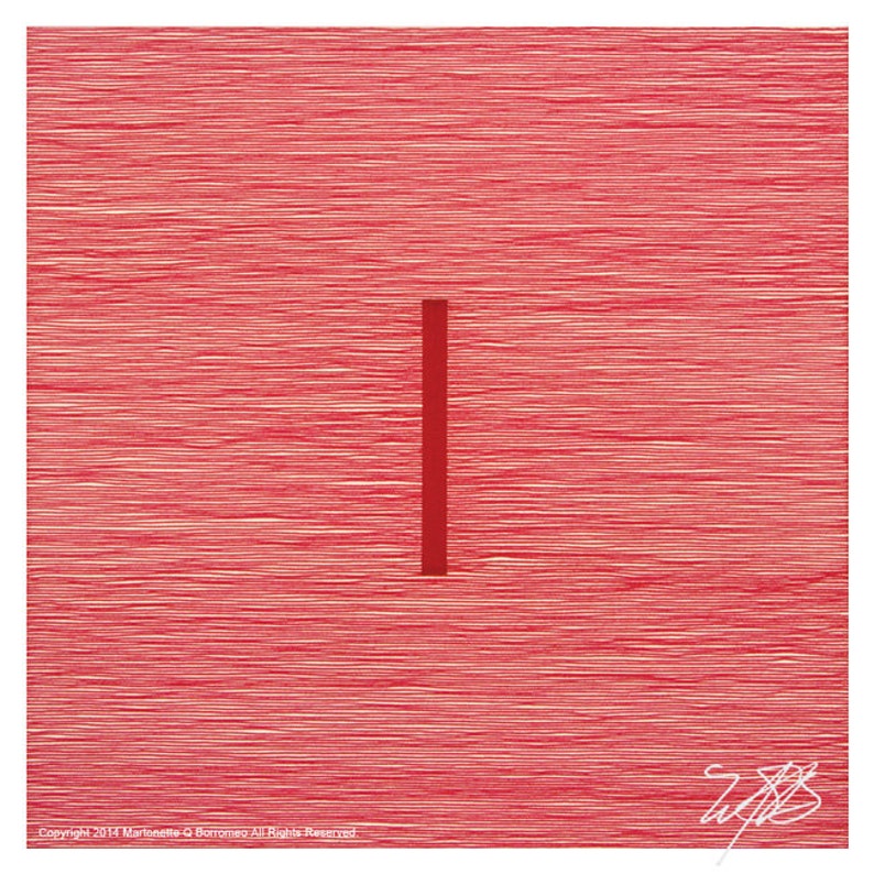 Minimalist Art, Red on Red Horizontal Minimal Art, Pen and Ink Drawing ...
