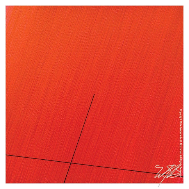 Red Lines Minimalist, Contemporary Black Diagonal Line, Pen Ink Drawing ...