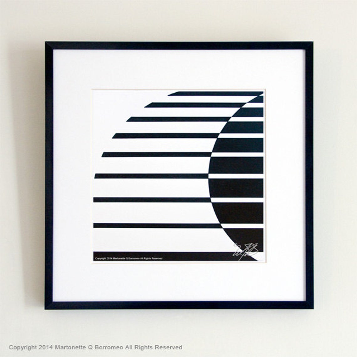 Horizontal Lines Minimal Art, Half Circle Geometric Art,original ...