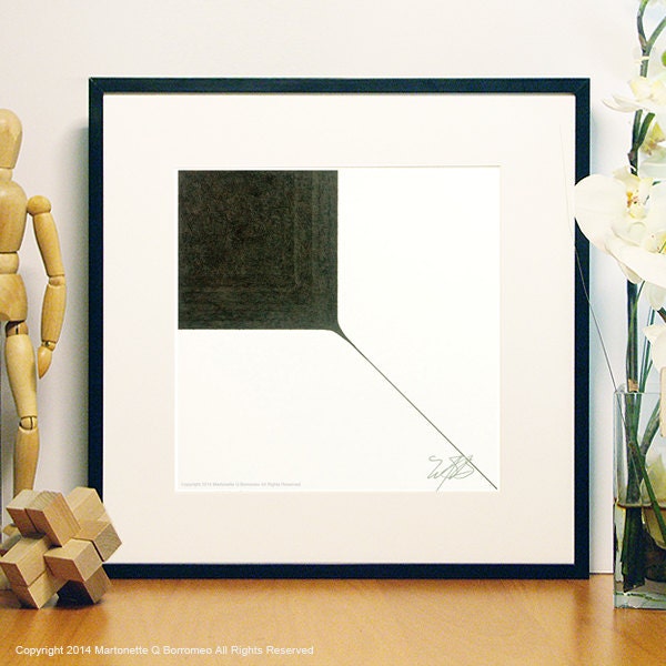 Black Square Minimal Art, Diagonal Line, Minimalist Black White, Peace ...