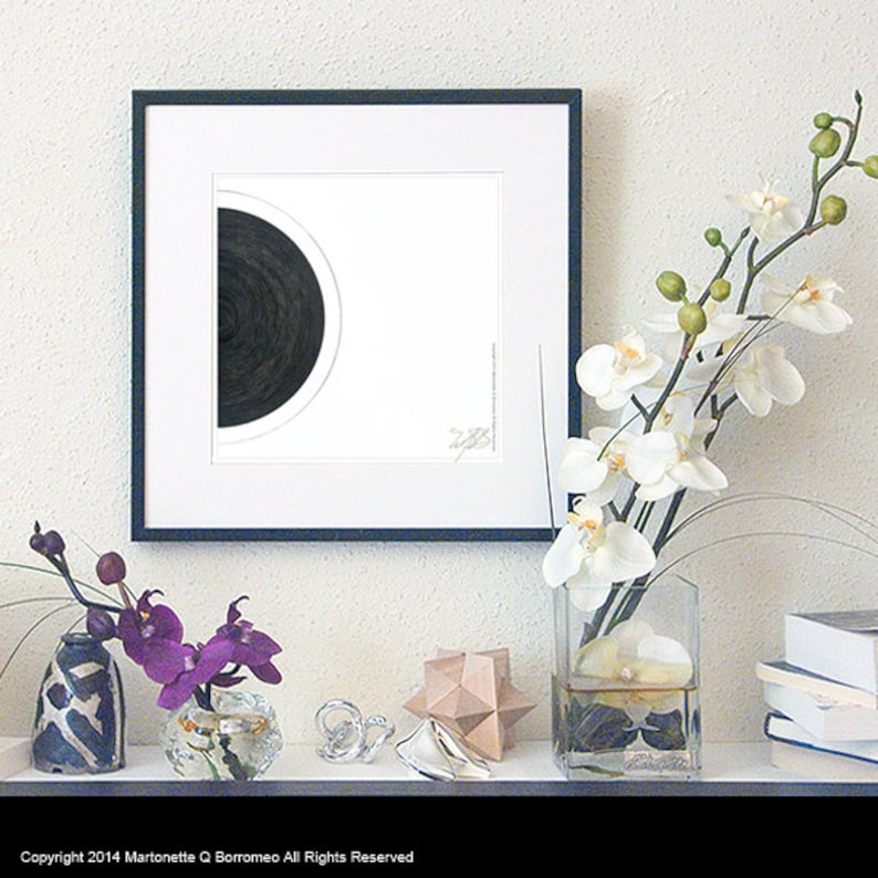 Sun Moon, Minimalist Art, Circle Zen Art, Black White, Line Drawing ...