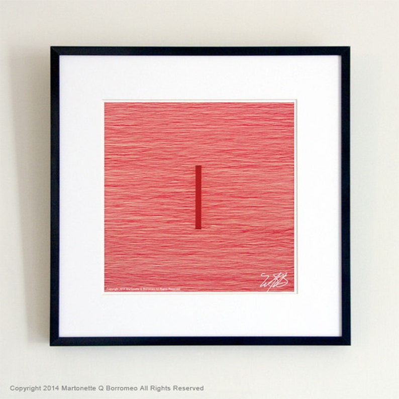 Minimalist Art, Red on Red Horizontal Minimal Art, Pen and Ink Drawing ...